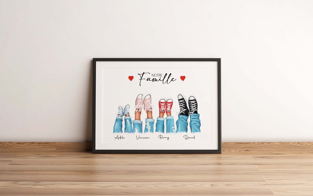Personalized Family Portrait Gift Poster With Shoes - Etsy