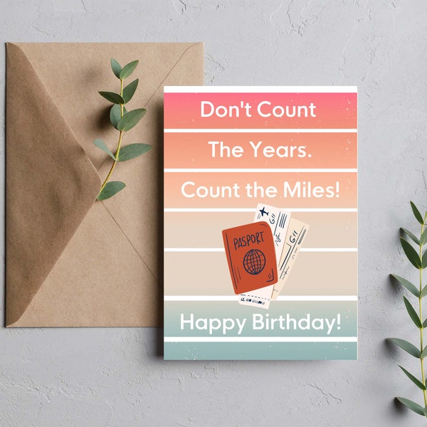 Printable Travel Birthday Card - Etsy