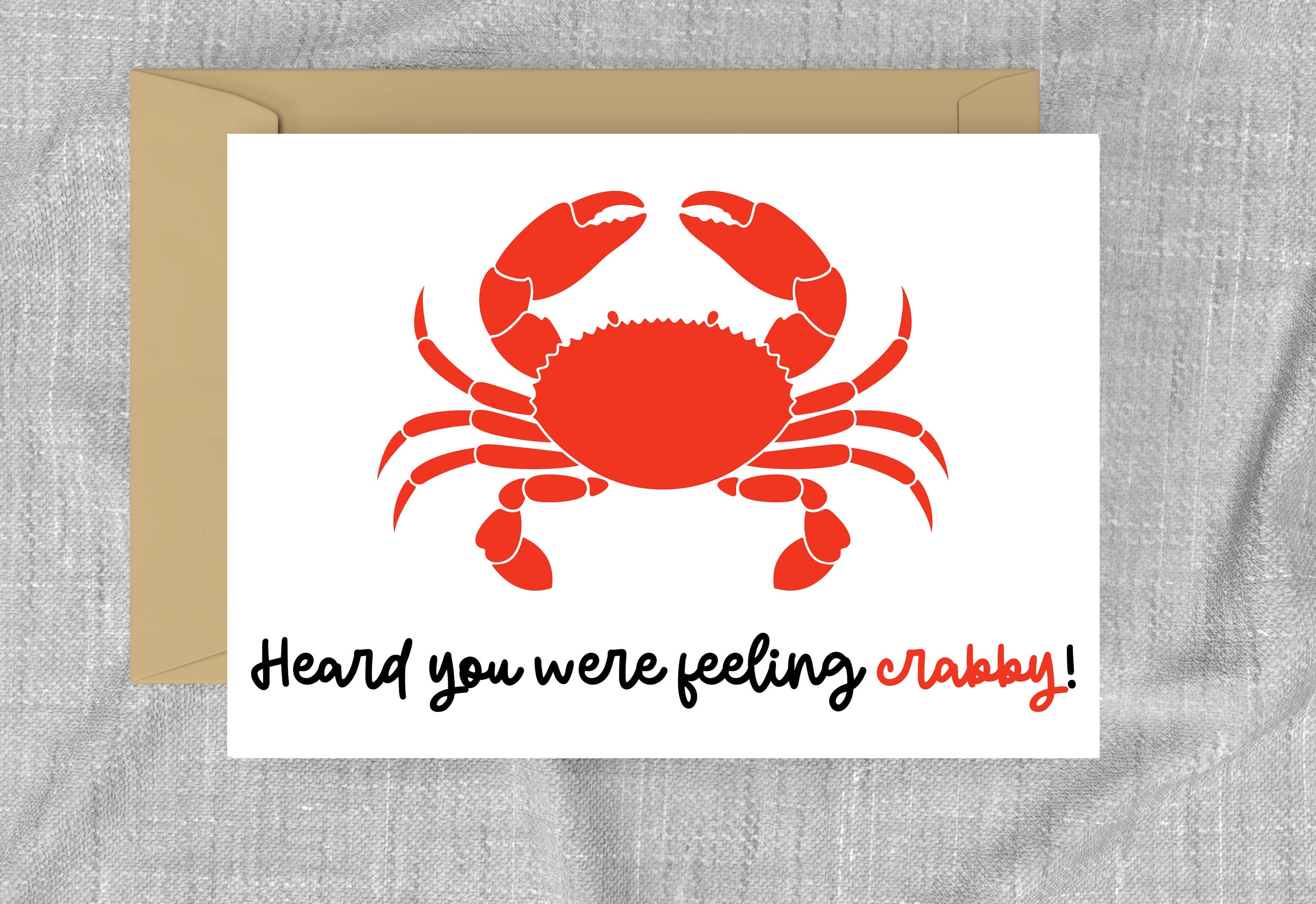 Get Well Soon Card Heard You Were Feeling Crabby Animal Puns, Funny Get ...