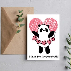 Printable Romantic Panda Card | I Think You Are Panda-stic! | Cute ...