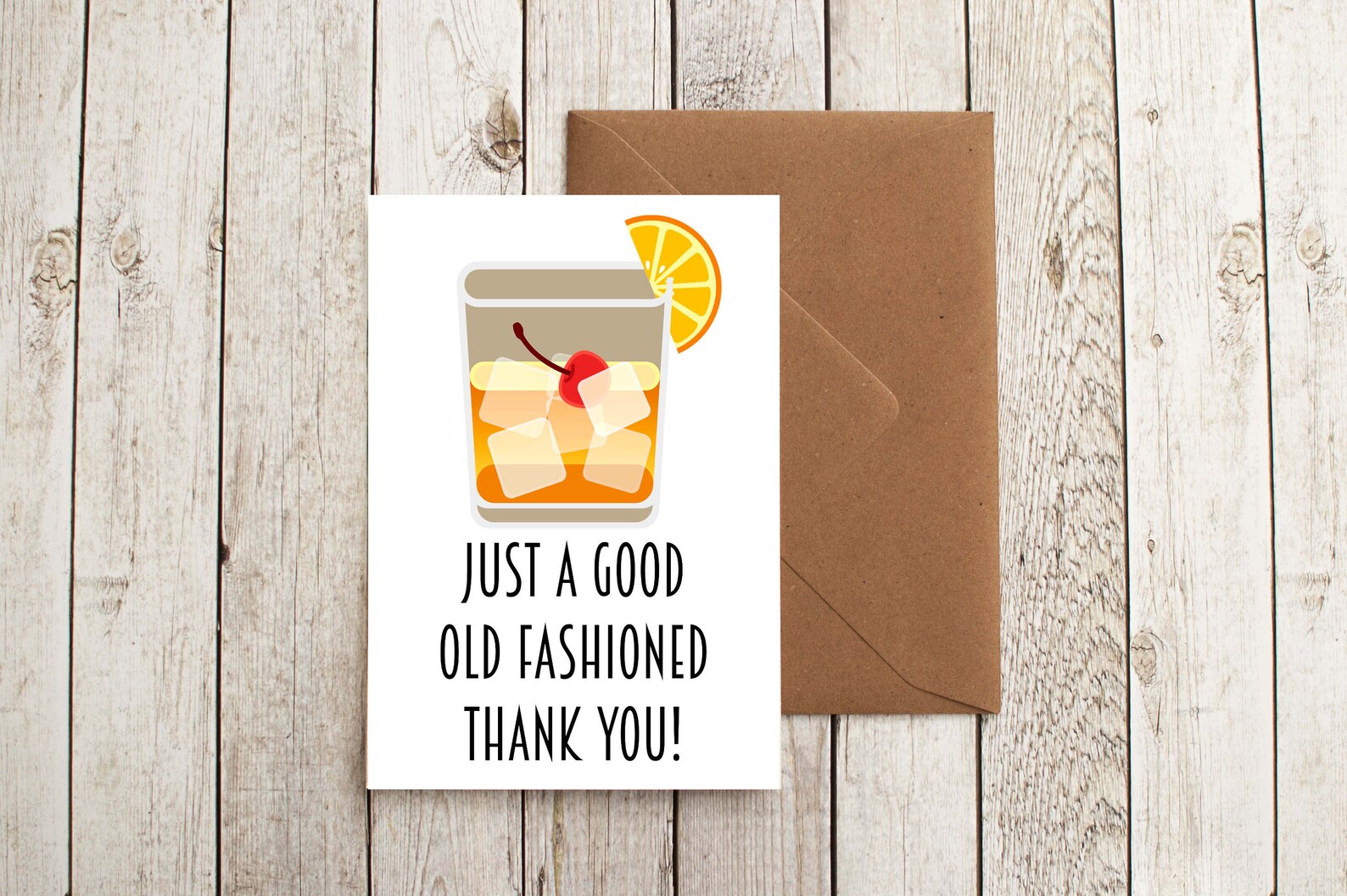 Thank You Card Thank You Cocktail Card Just a Good Old Fashioned Thank ...