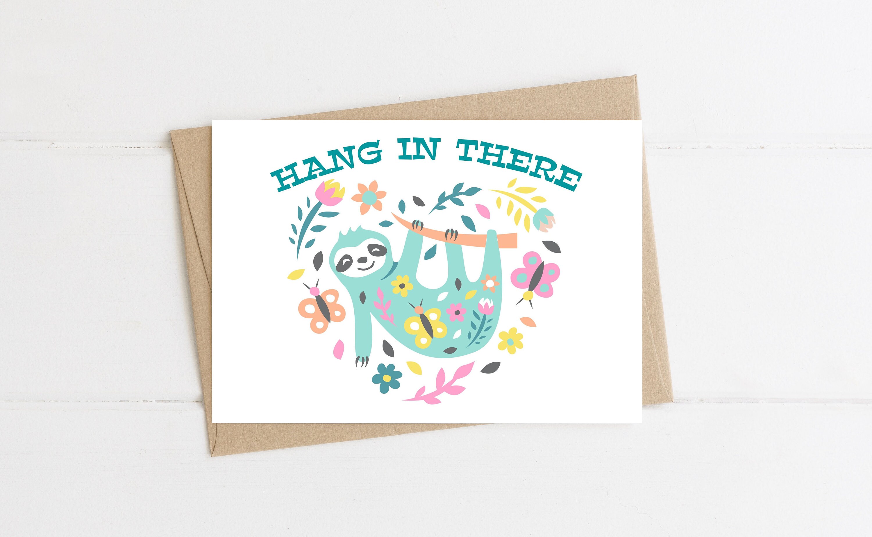 Funny Sloth Card, Hang in There Card, Hang in There, Friend Card, Get ...
