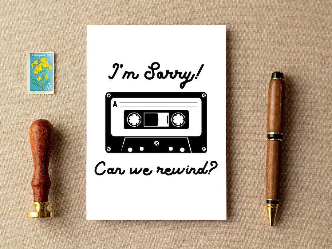 Apology Card for Music Lover Vintage Card Retro Cassette Card I'm Sorry ...