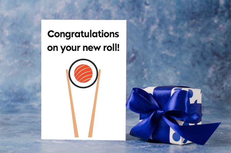 New Job Card Congratulations Card Congrats on Your New Roll Sushi Pun ...