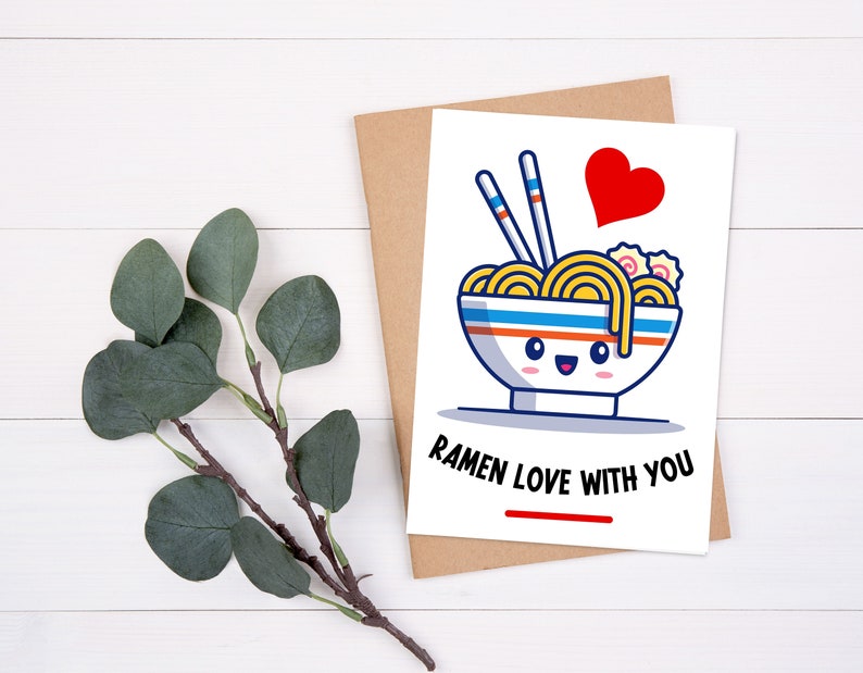 Ramen Love Printable Card Cute Valentine Card Ramen Lovers - Etsy