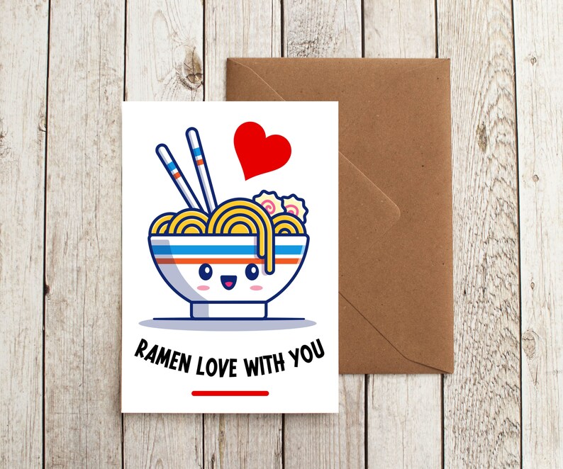 Ramen Love Printable Card Cute Valentine Card Ramen Lovers - Etsy