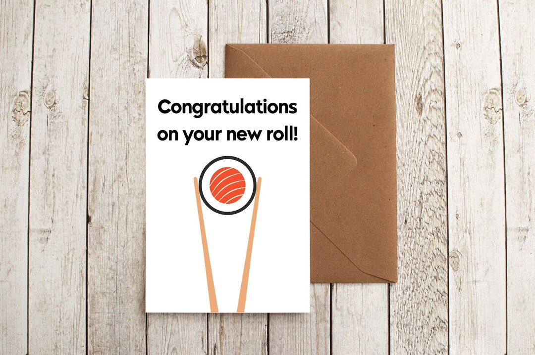 New Job Card Congratulations Card Congrats on Your New Roll Sushi Pun ...