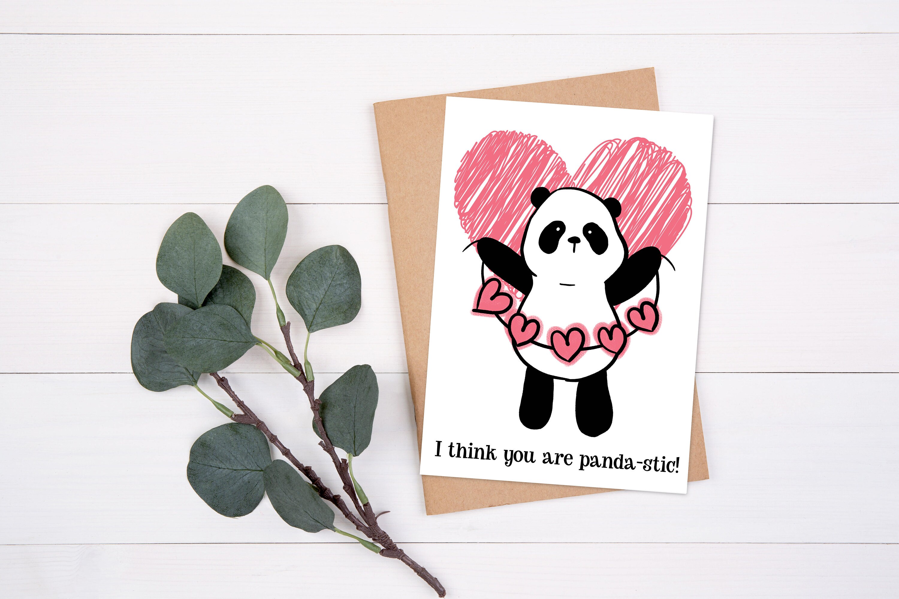 Printable Romantic Panda Card | I Think You Are Panda-stic! | Cute ...