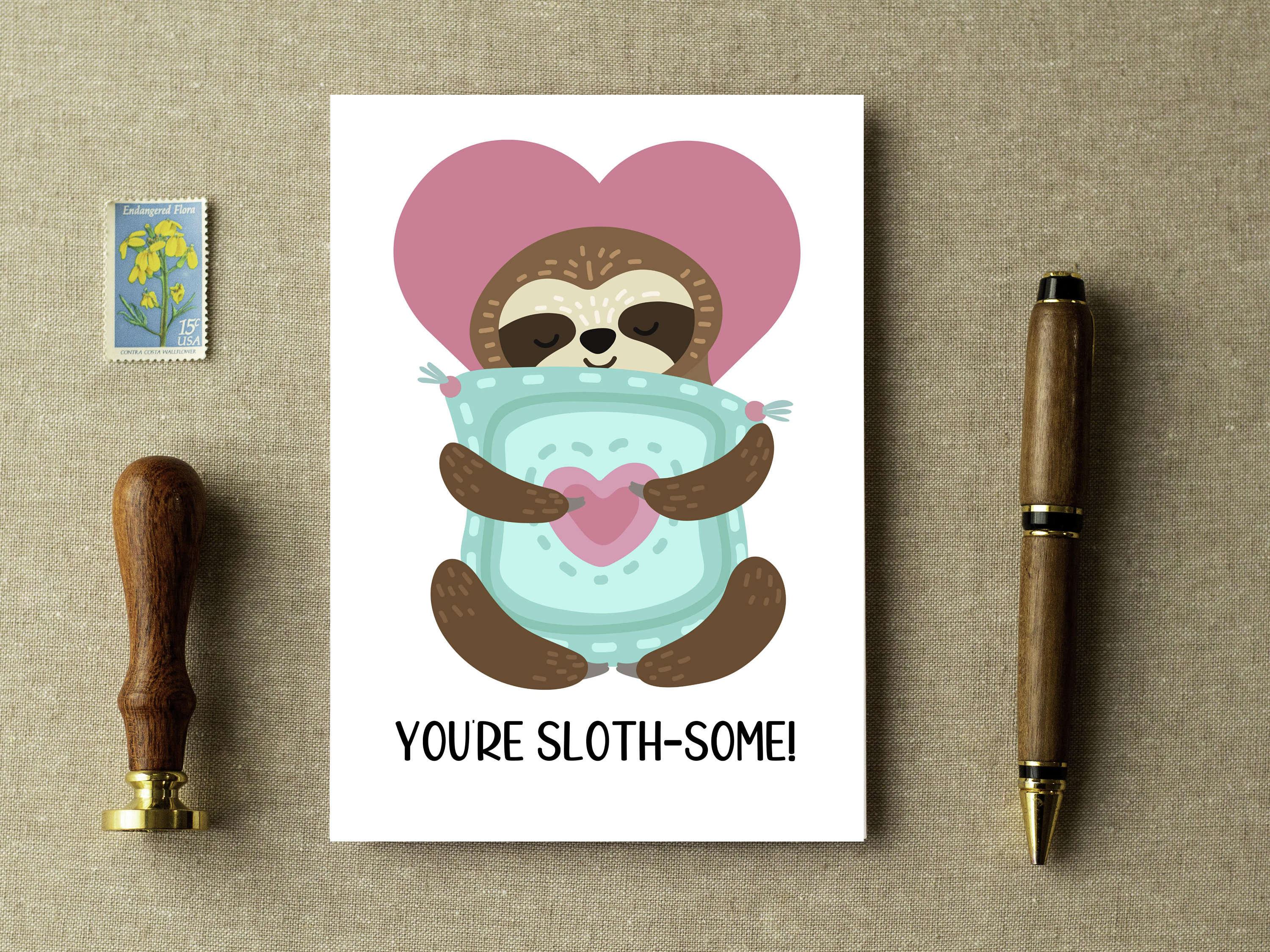 You're Awesome Sloth Card You're Sloth-some Pun Encouragement Card for ...