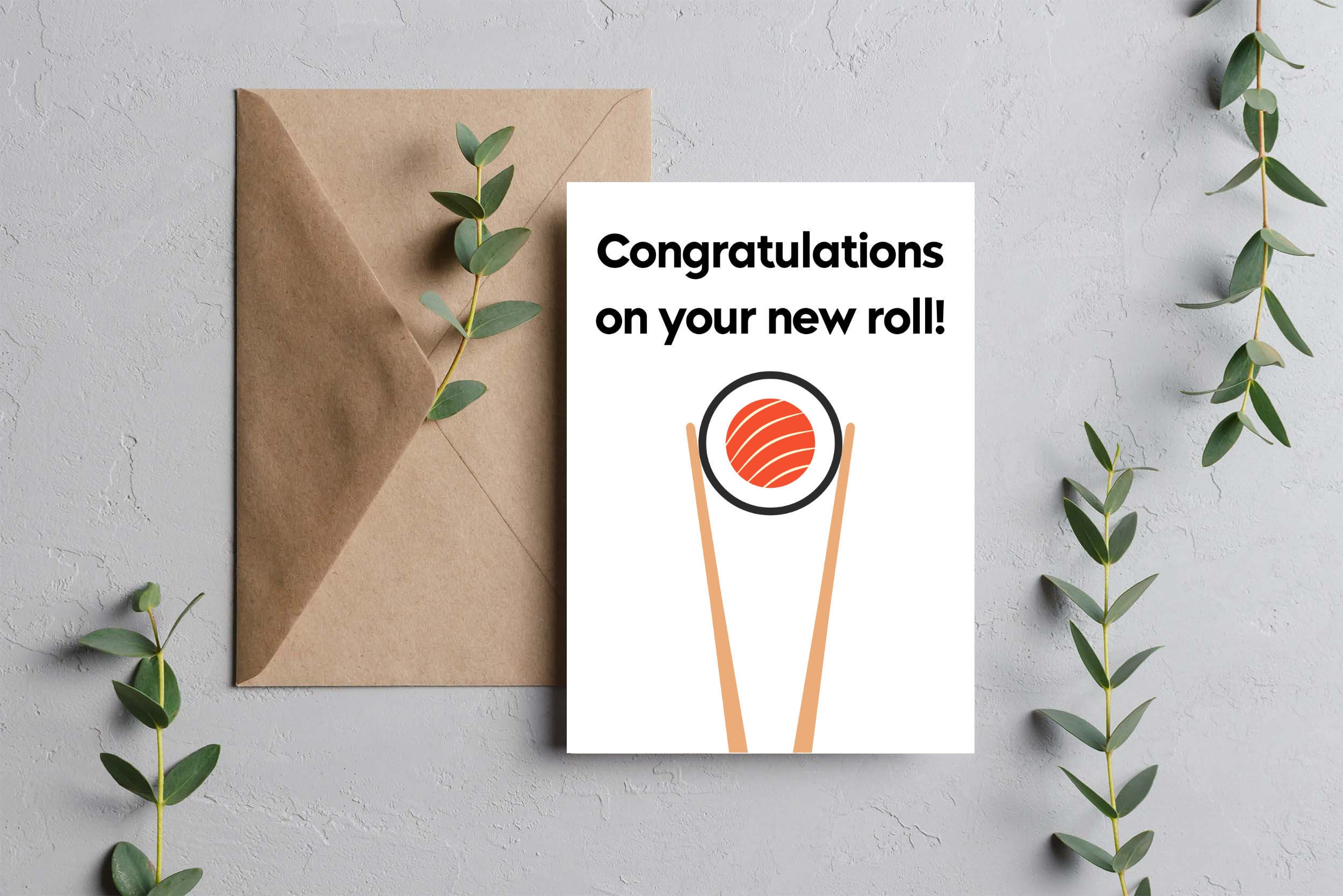 New Job Card Congratulations Card Congrats on Your New Roll Sushi Pun ...