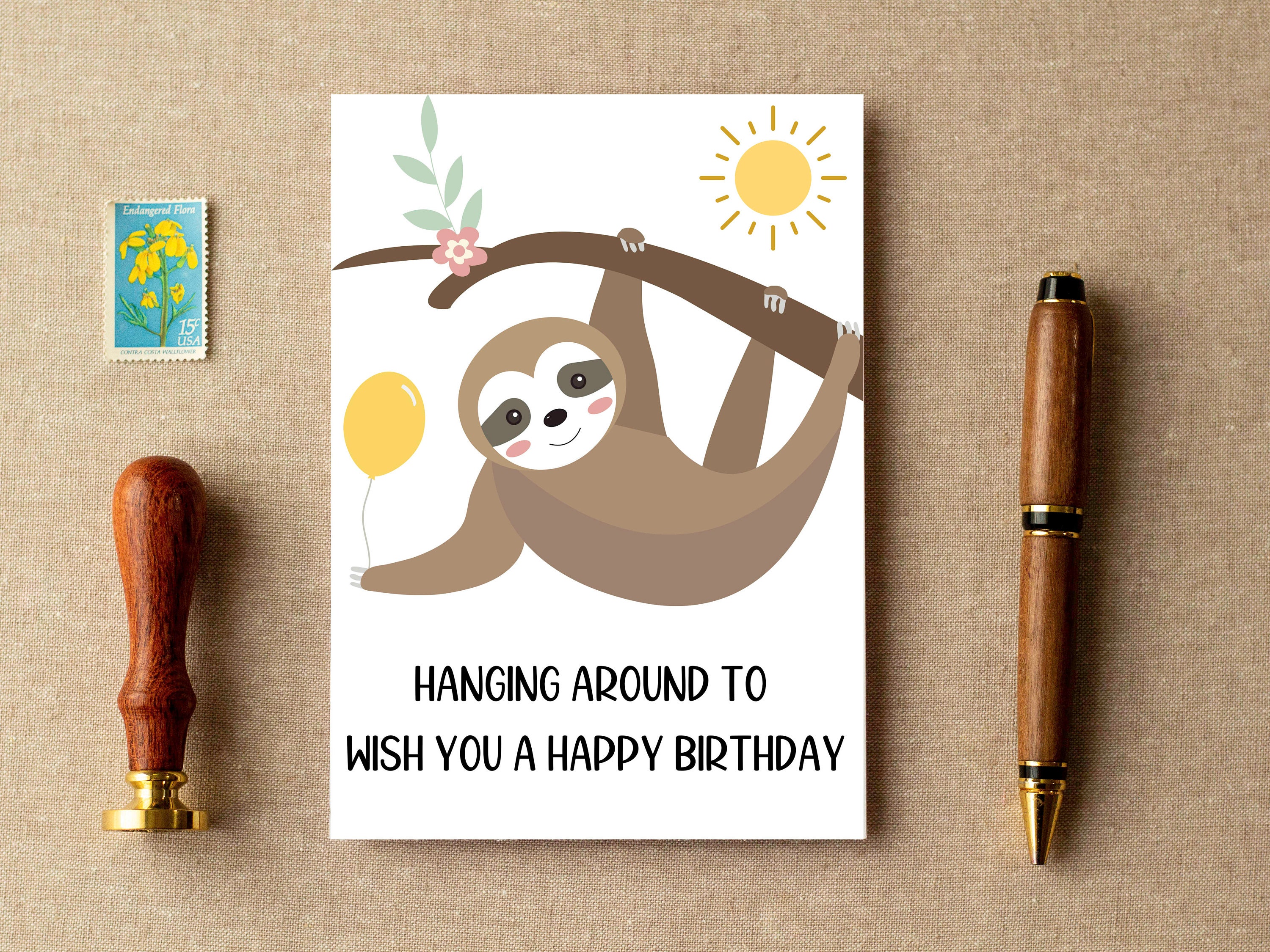 Lazy Sloth Card Sloth Birthday Card Funny Sloth Birthday Card Instant ...