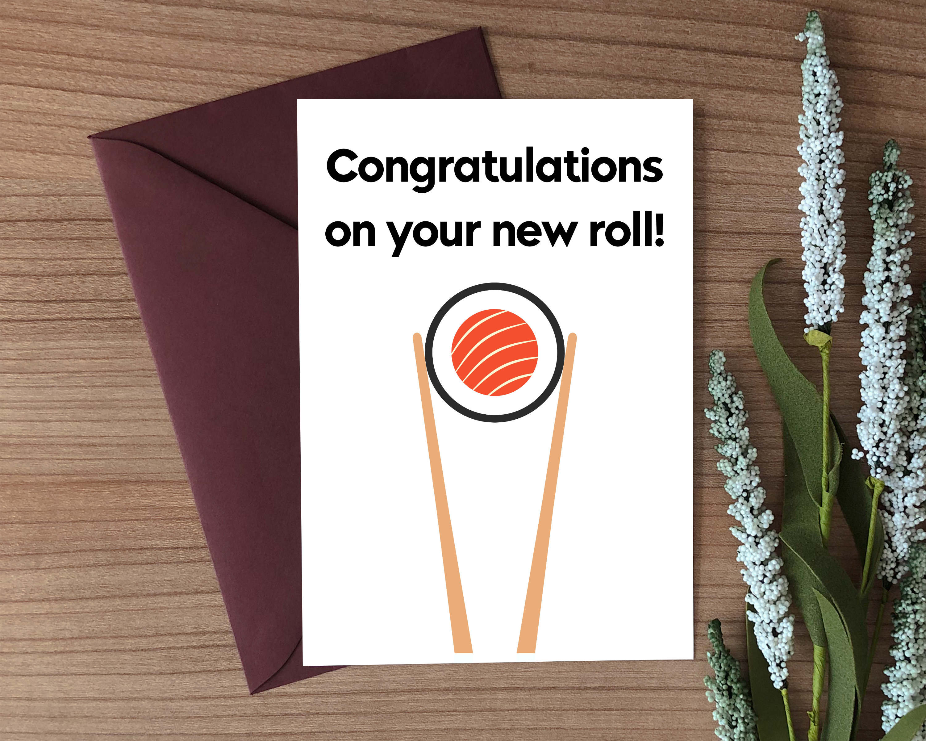 New Job Card Congratulations Card Congrats on Your New Roll Sushi Pun ...