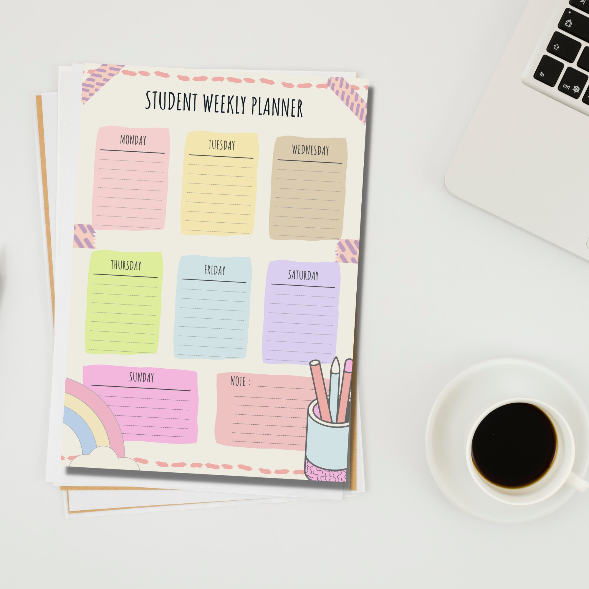 College Student Weekly Planner Printable Student Planner - Etsy
