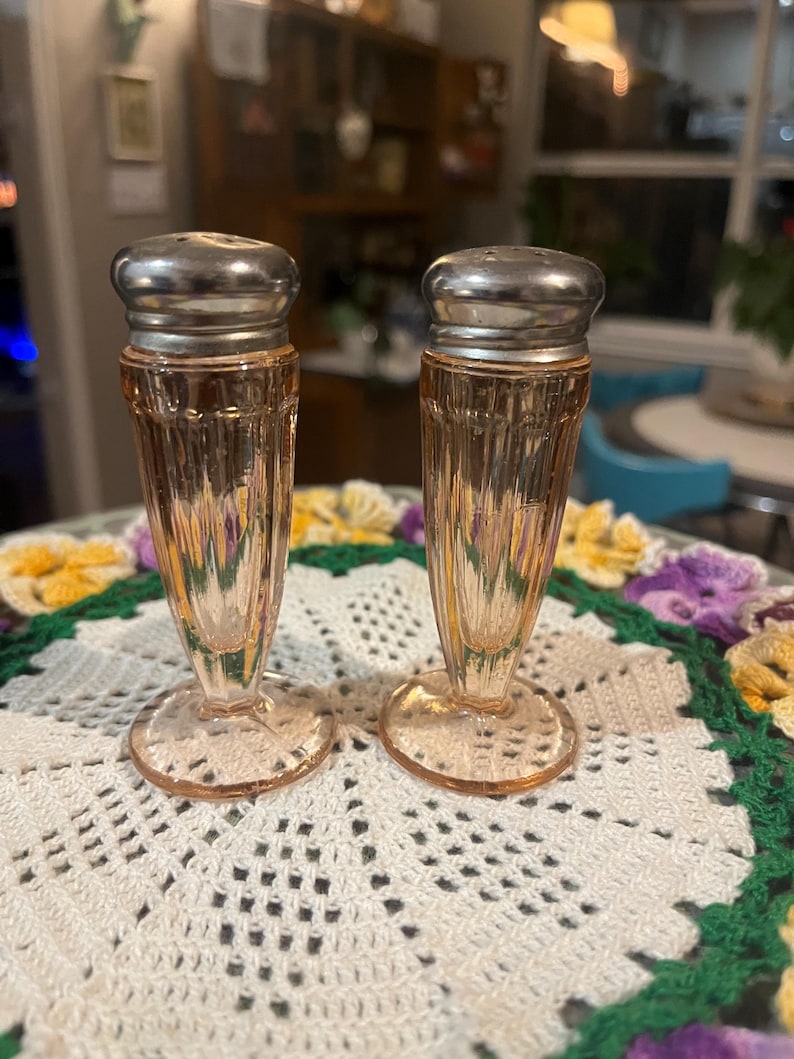 Depression Glass Shakers - Pink and Green - Etsy