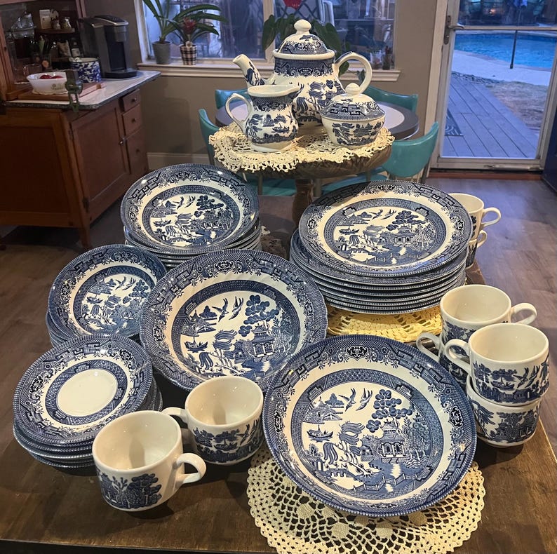 Blue Willow China - Churchill, Staffordshire, Royal Wessex - Etsy