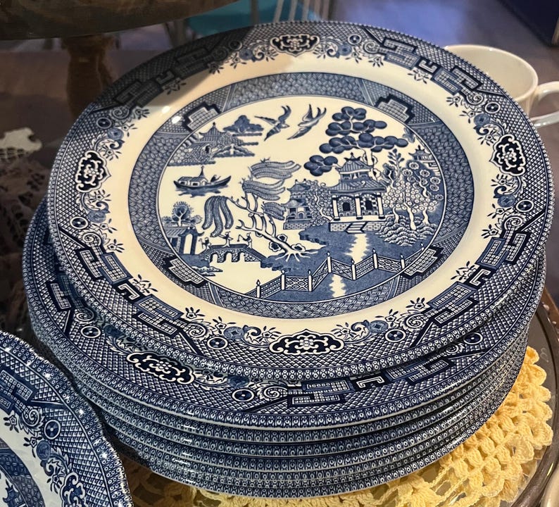 Blue Willow China - Churchill, Staffordshire, Royal Wessex - Etsy