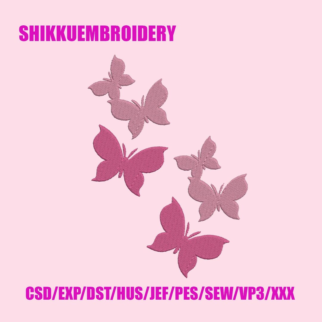 6 Size Butterfly Pink Logo Embroidery Design Instant Download 9 Formats ...