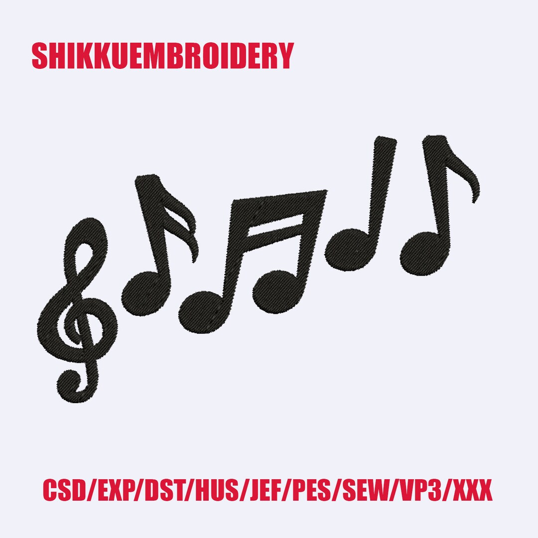 7 Size Music Song Logo Embroidery Design Instant Download 9 Formats ...