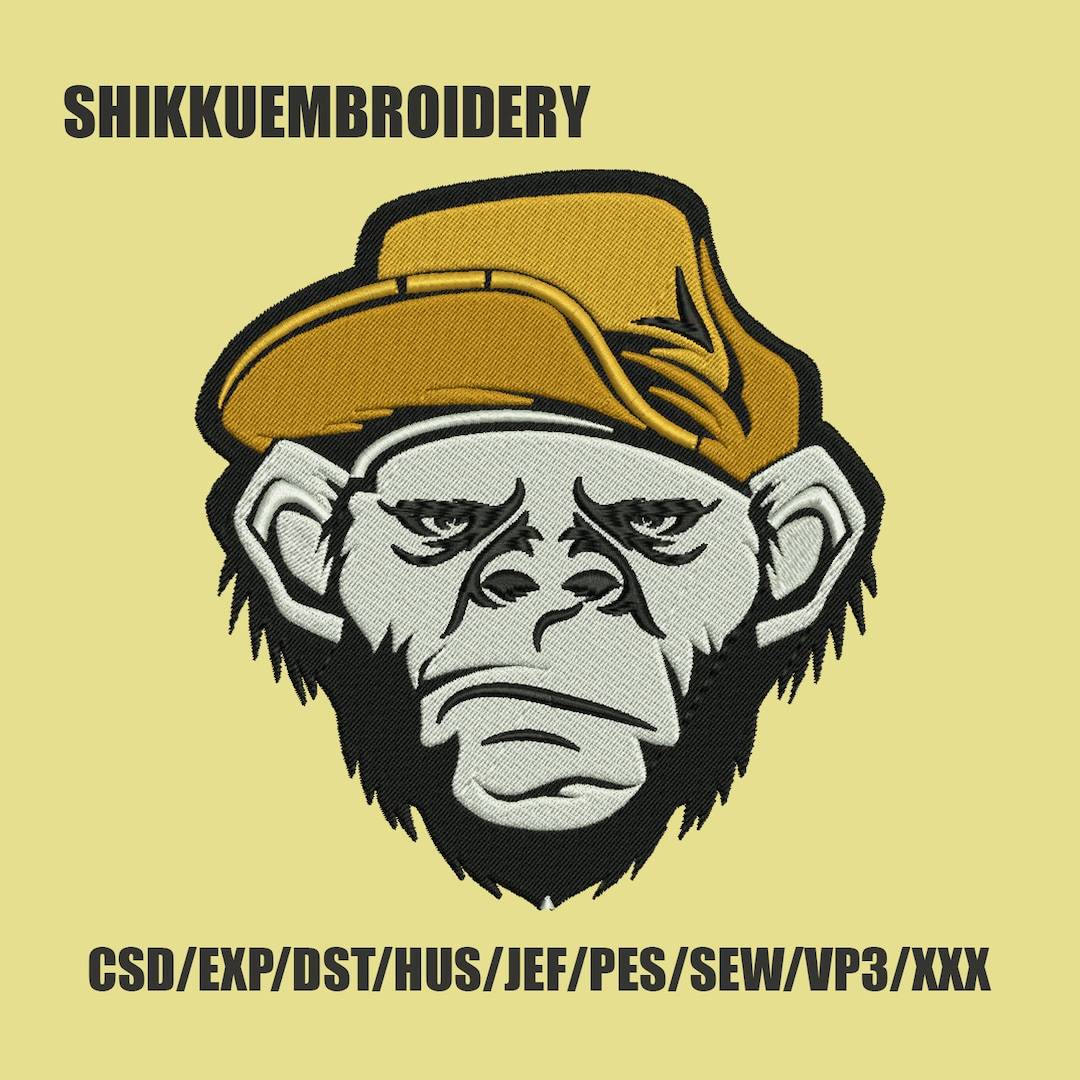 Monkey in Hat Embroidery Design, 5 Sizes (digital Download) - Etsy