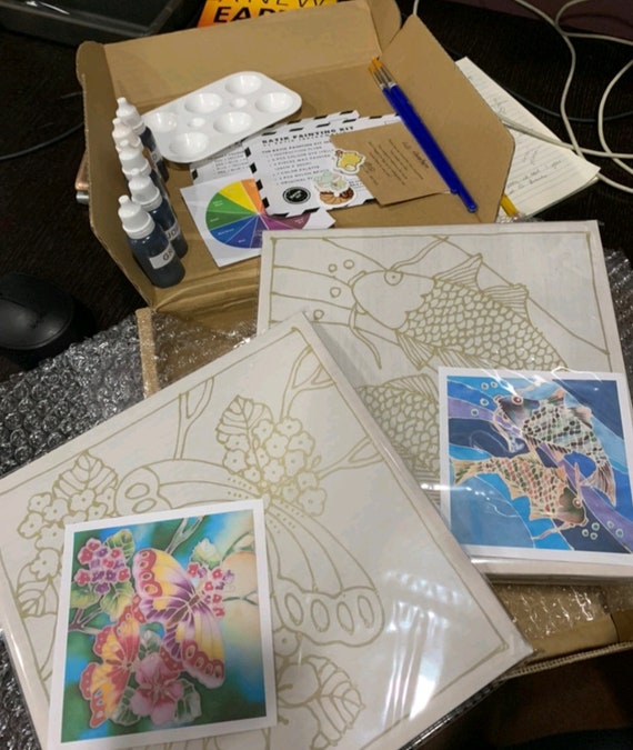 Batik DIY Painting Kit Wax Drawn Canvas with Dye Visual Arts Kits & How ...