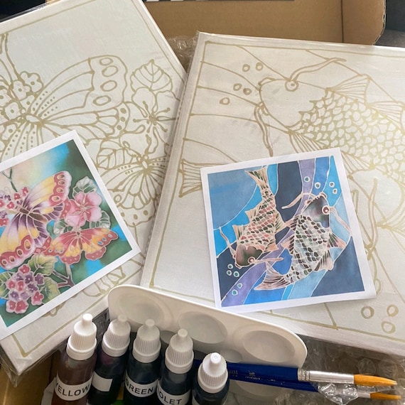 Batik DIY Painting Kit Wax Drawn Canvas with Dye Visual Arts Kits & How ...