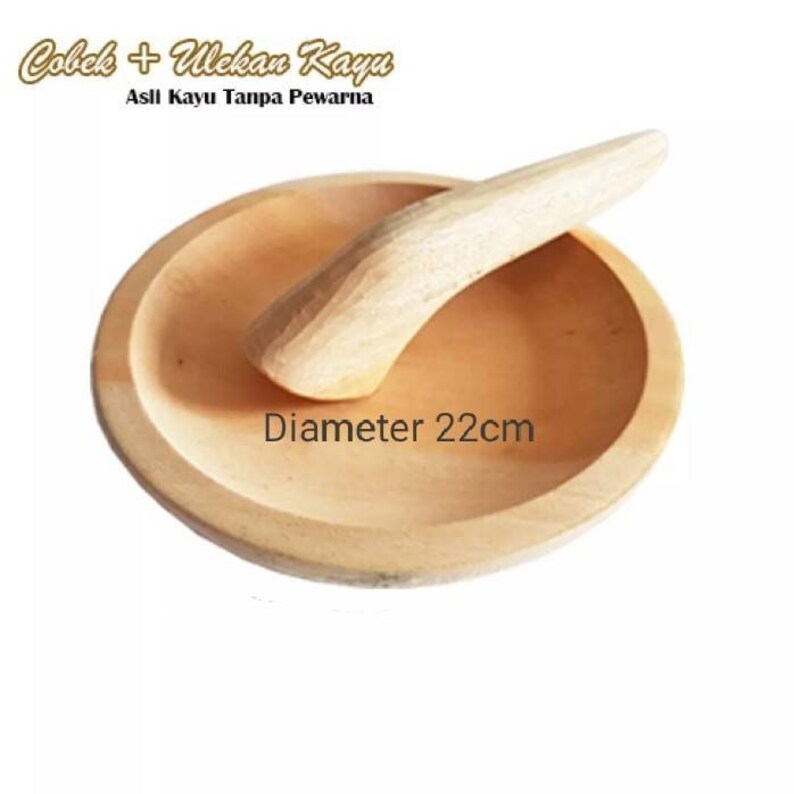 Wood Mortar Rubbing Indonesia Ulekan Cobek Kayu Handy Mixer 22 Cm ...