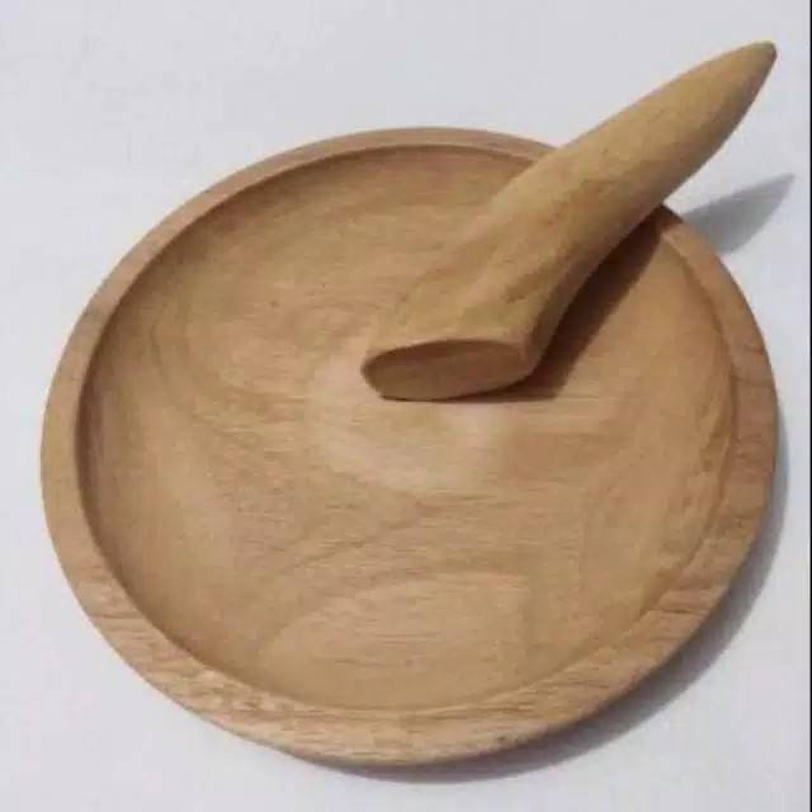 Wood Mortar Rubbing Indonesia Ulekan Cobek Kayu Handy Mixer 22 Cm ...