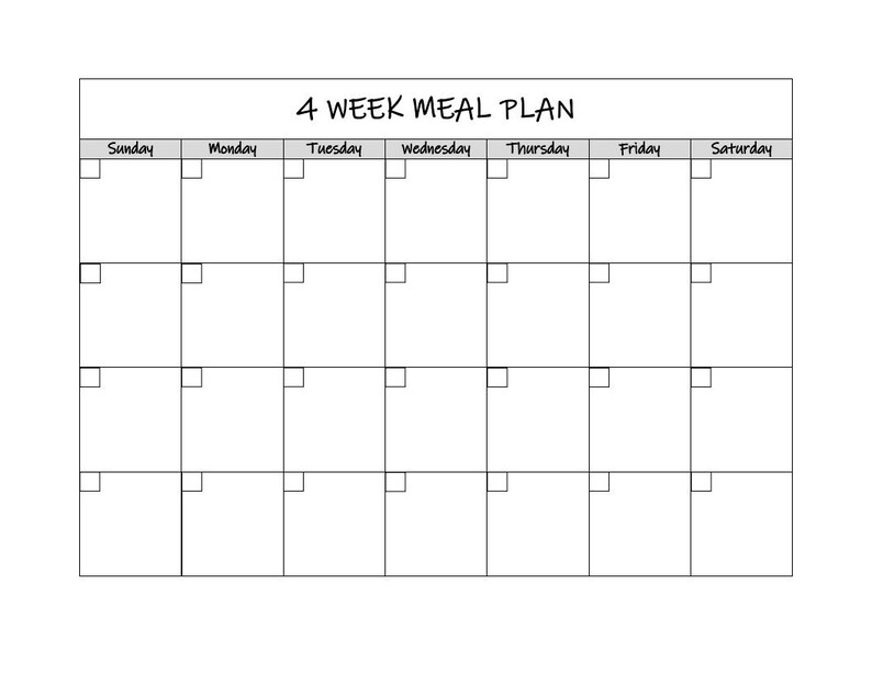 4 Week Meal Plan - Etsy