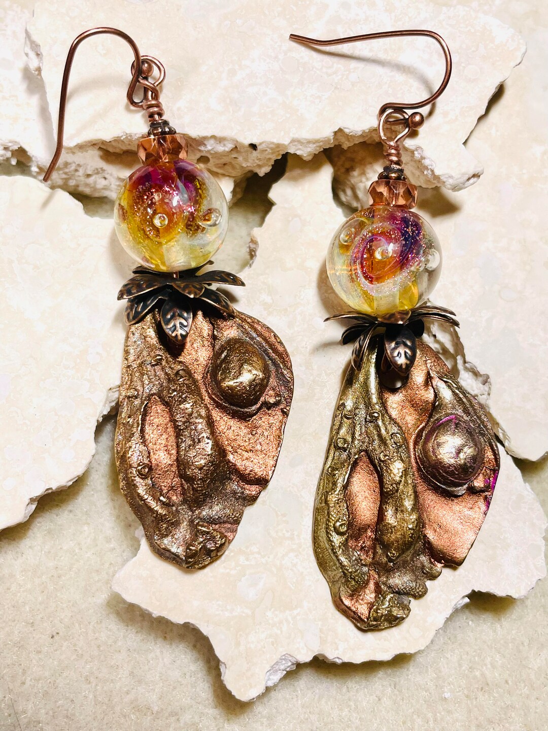 Unique OOAK Handmade Earrings Artisan Made Lampwork Beads and Charms - Etsy