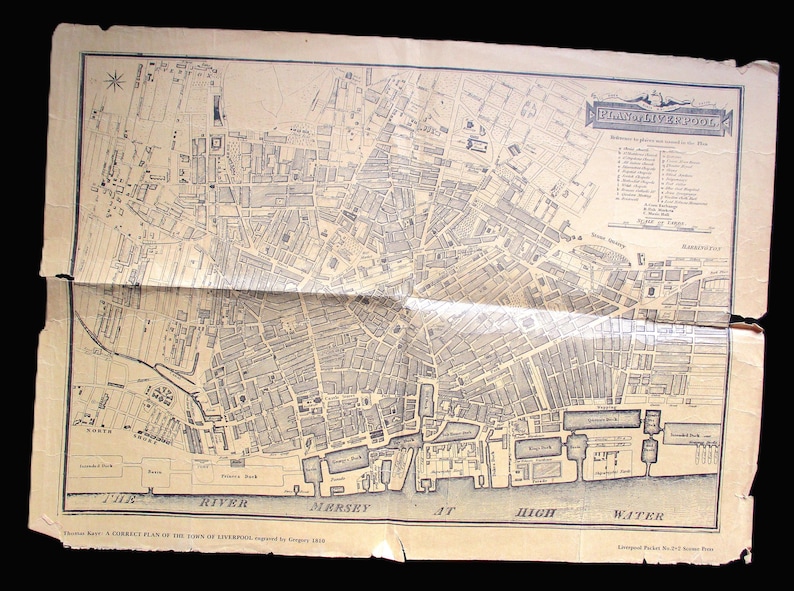Vintage Old Map of Liverpool Merseyside England - FREE Shipping! - Etsy