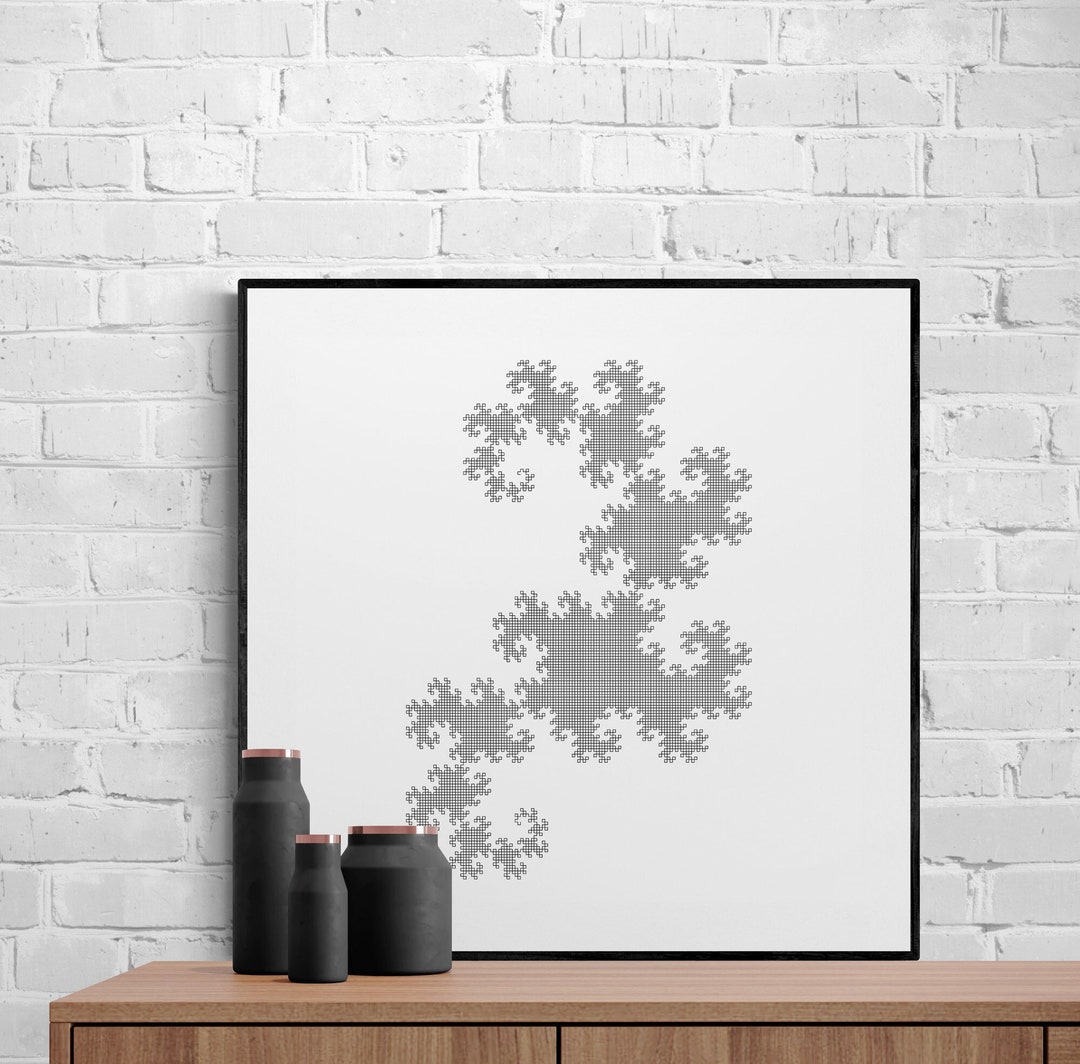 High-resolution Black Dragon Curve Fractal Printable Wall Art ...