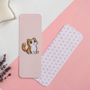 Cute Cat Bookmark - Cat Bookmark - Cute Stationery - Pink Bookmark ...