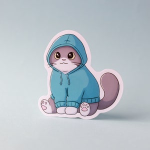 Cute Cats in Hoodies Sticker Pack - Laptop Stickers - Gift for Cat ...