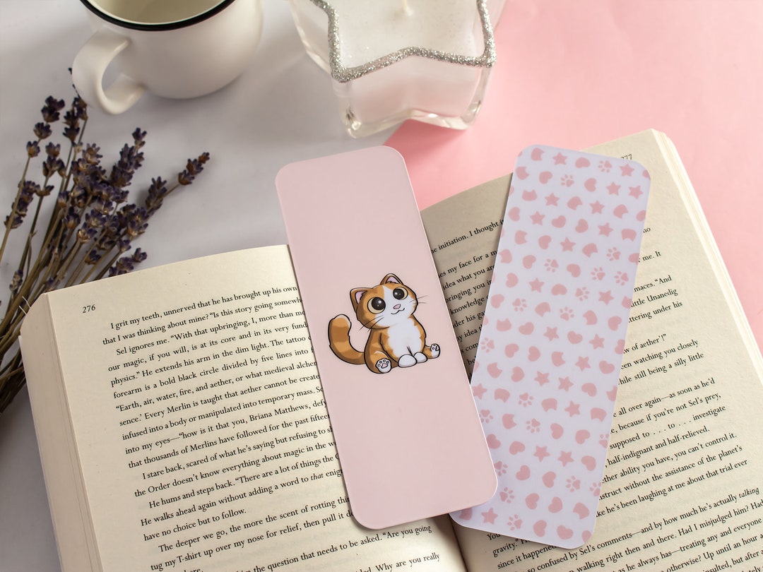 Cute Cat Bookmark - Cat Bookmark - Cute Stationery - Pink Bookmark ...
