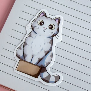 Cute Cat in Small Box - Cat Sticker - Laptop Stickers - Gift for Cat ...