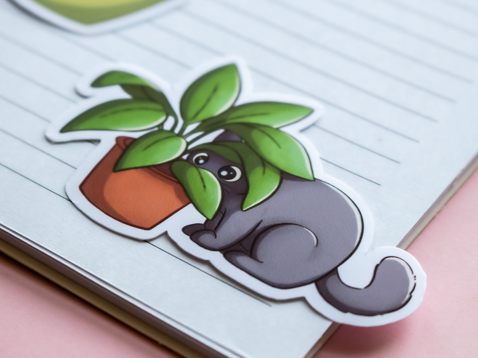 Cute Cat With Plant Cat and Plant Sticker Laptop Stickers Gift for ...