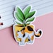 Cute Cat Sticker - Calico Cat and Plant Sticker - Laptop Stickers ...