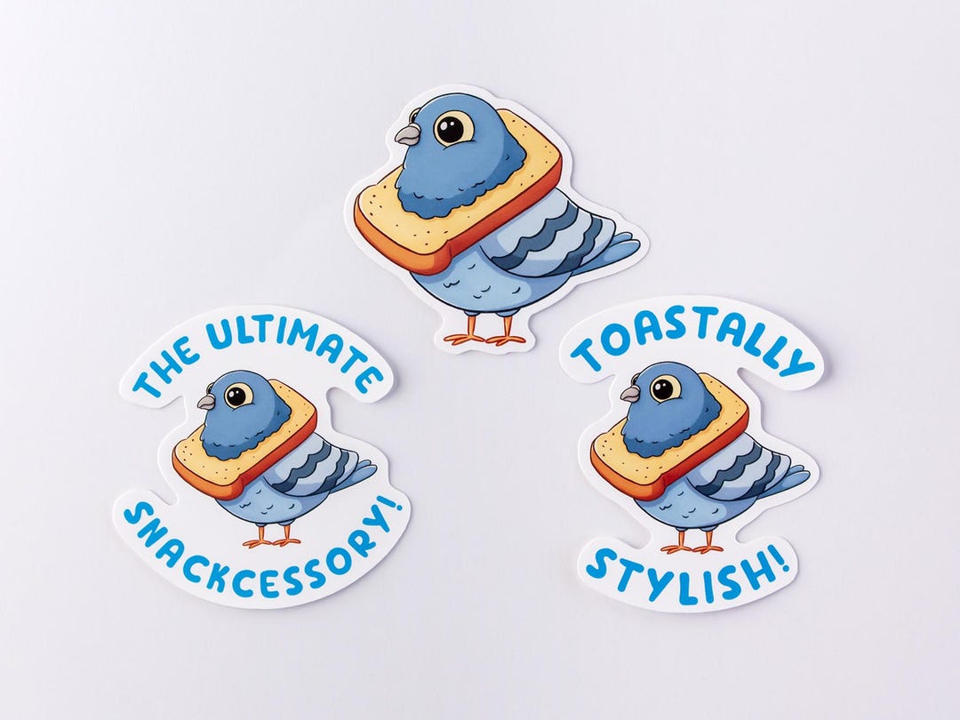 Pigeon Sticker - Pigeon With Bread - Funny Pigeon - Pigeon Toast ...