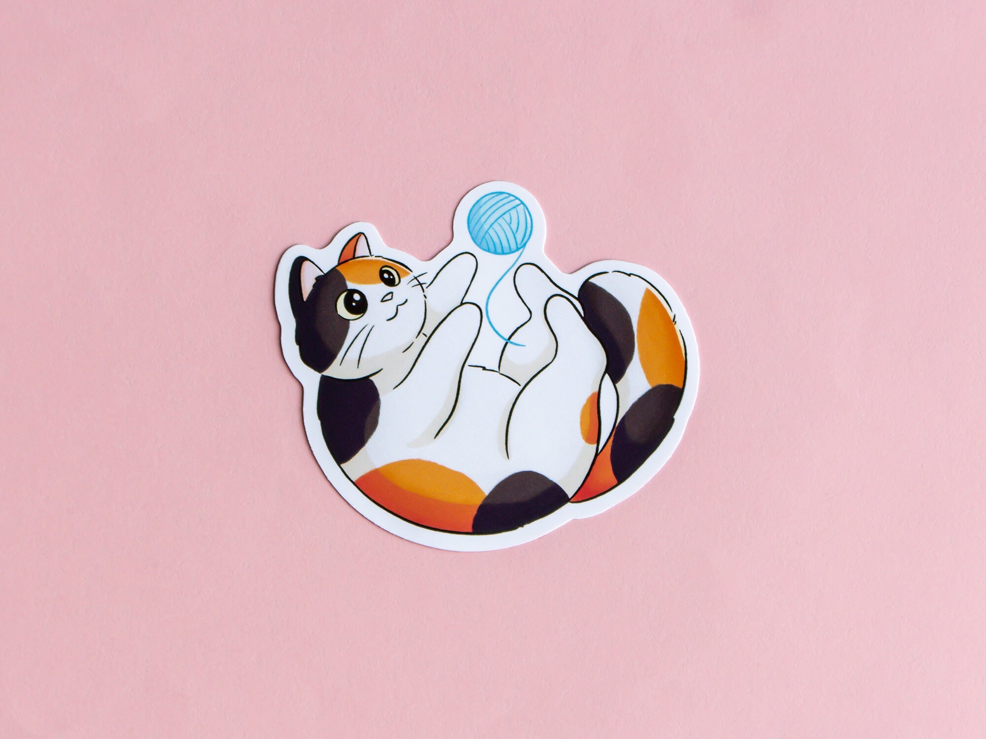 Calico Cat Sticker Cute Playing Cat Sticker Laptop - Etsy