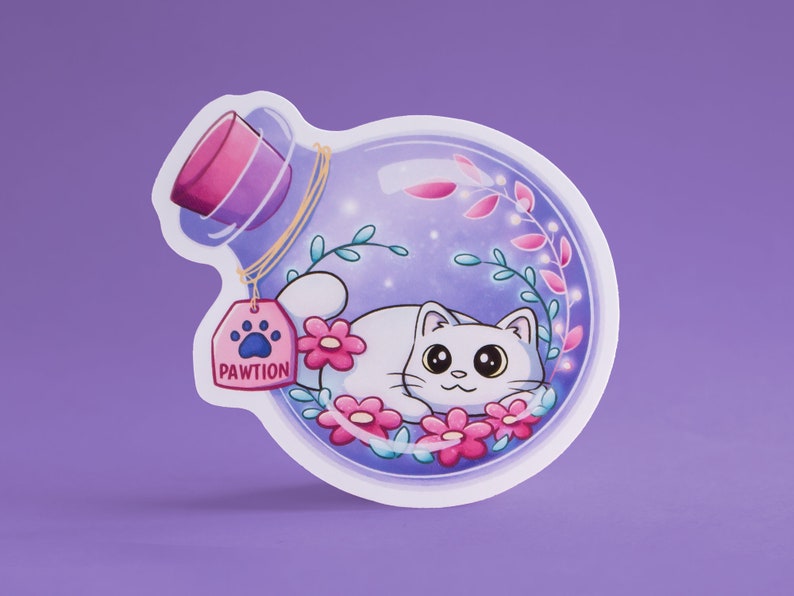 Cute Cat in Potion Cat Sticker Potion Sticker Laptop - Etsy