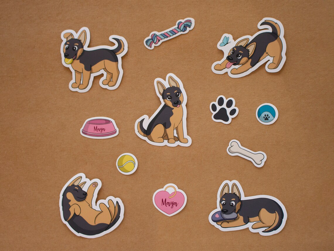 Cute German Shepherd Dog Sticker Pack Laptop Stickers - Etsy