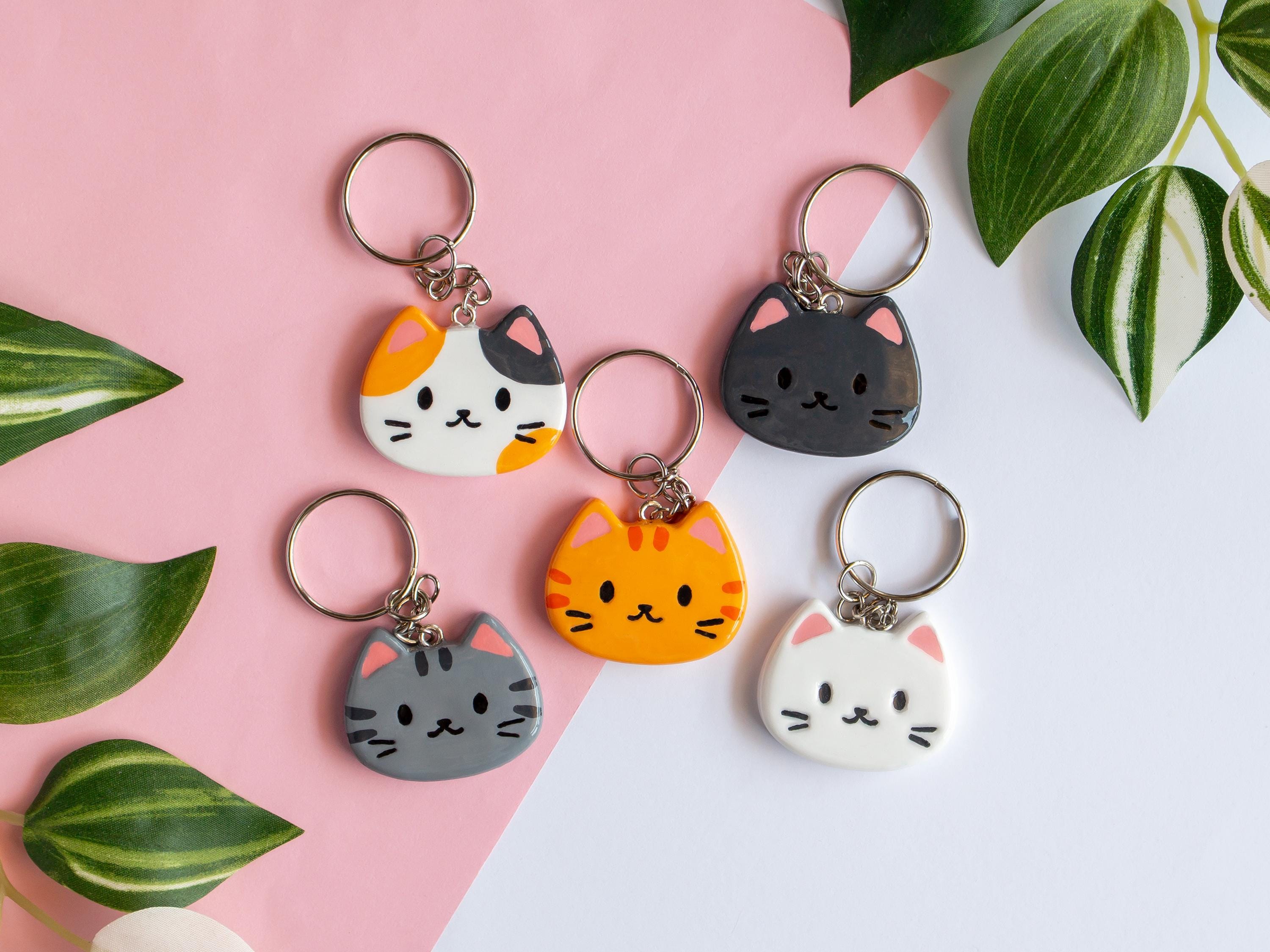 Handmade Polymer Clay Cat Keychain - Custom Pet Gift - Etsy