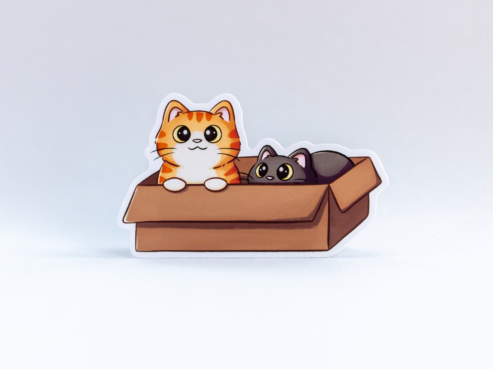 Cute Cats in Box Black Cat Sticker Orange Cat Sticker - Etsy