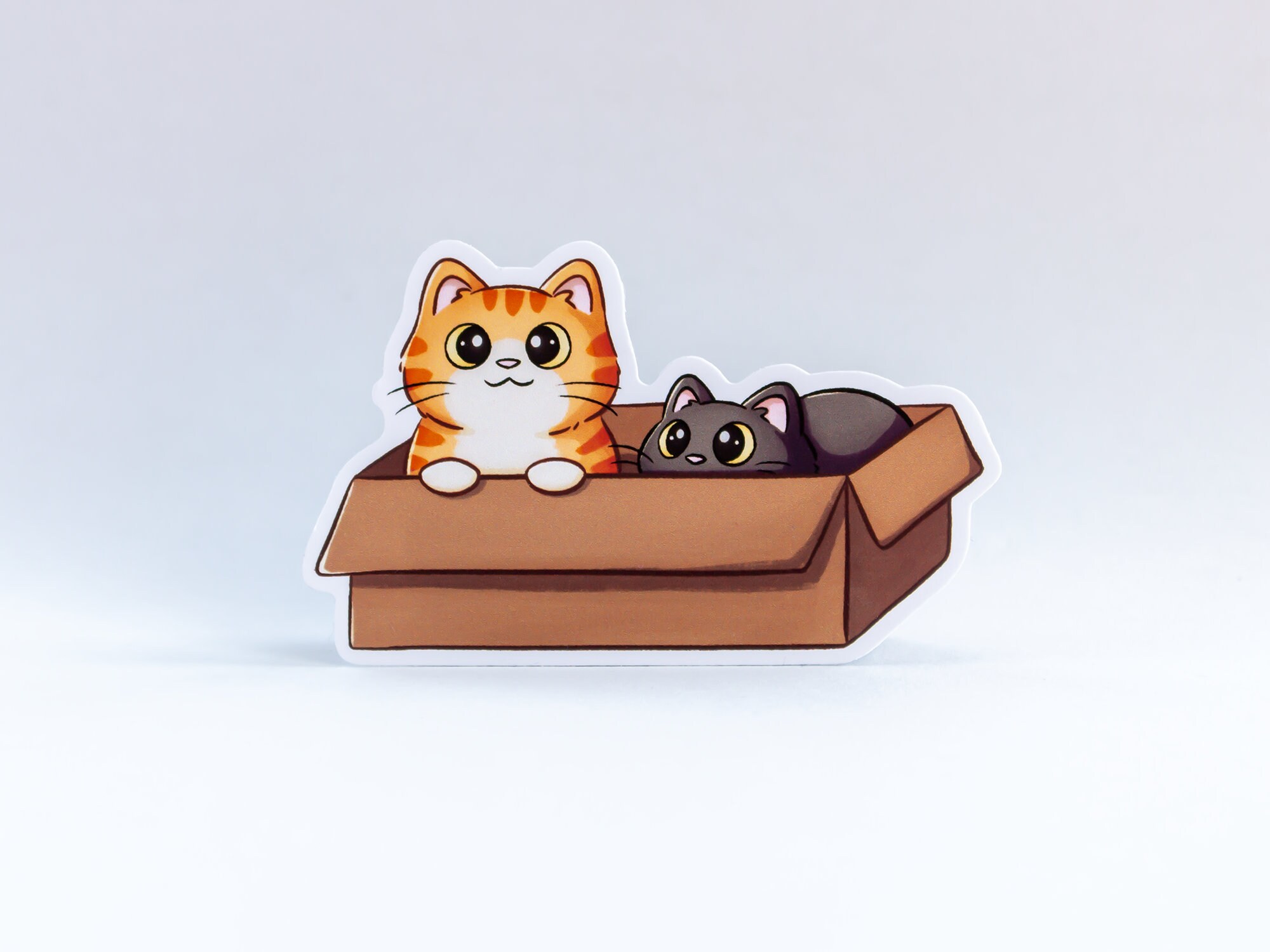 Cute Cats in Box Black Cat Sticker Orange Cat Sticker - Etsy