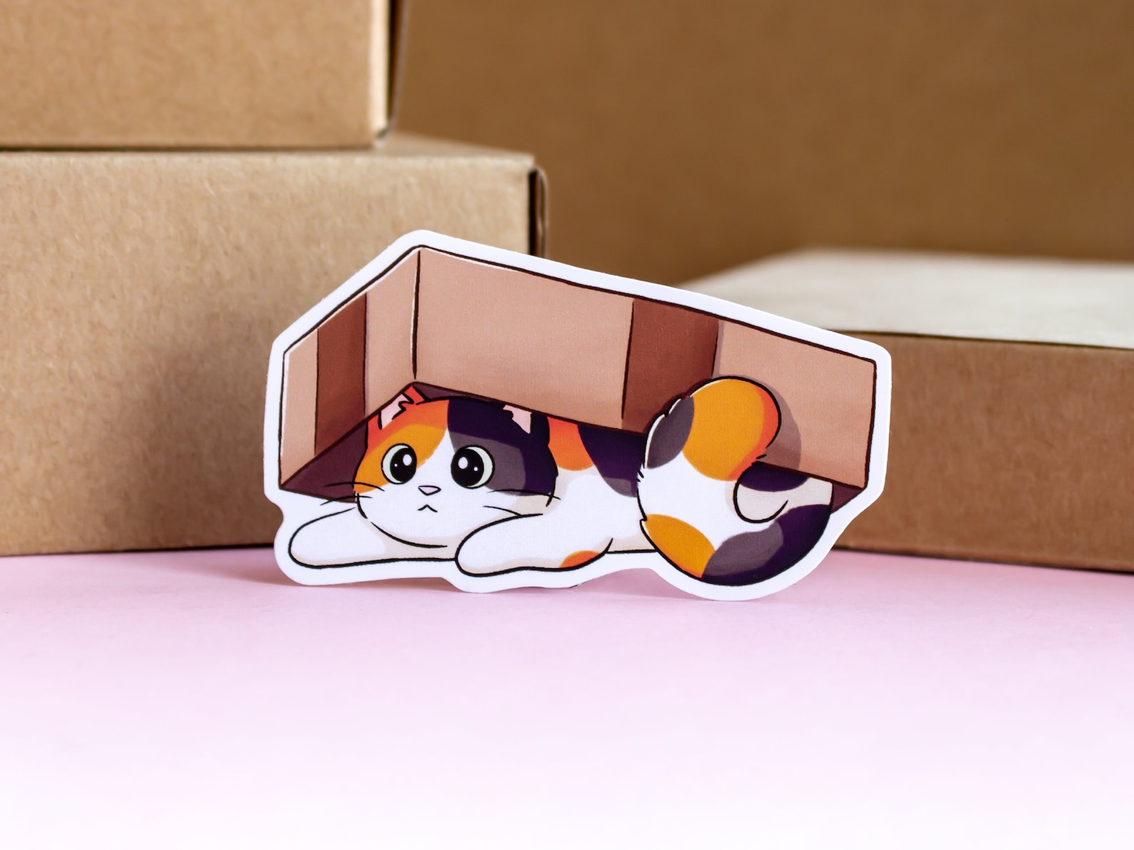 Calico Cat Under Box Sticker Cute Cat Sticker Calico Cat - Etsy