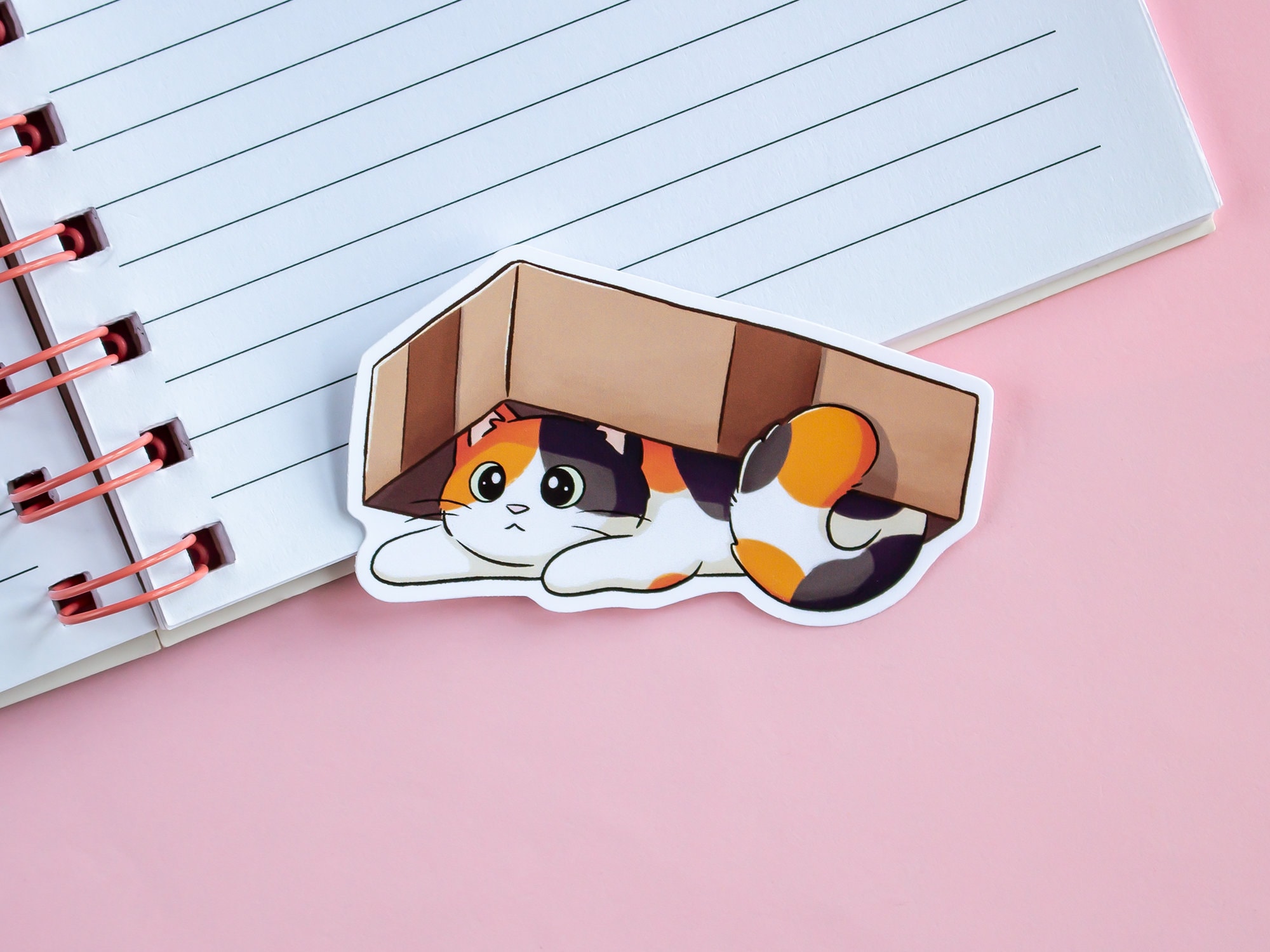 Calico Cat Under Box Sticker Cute Cat Sticker Calico Cat - Etsy