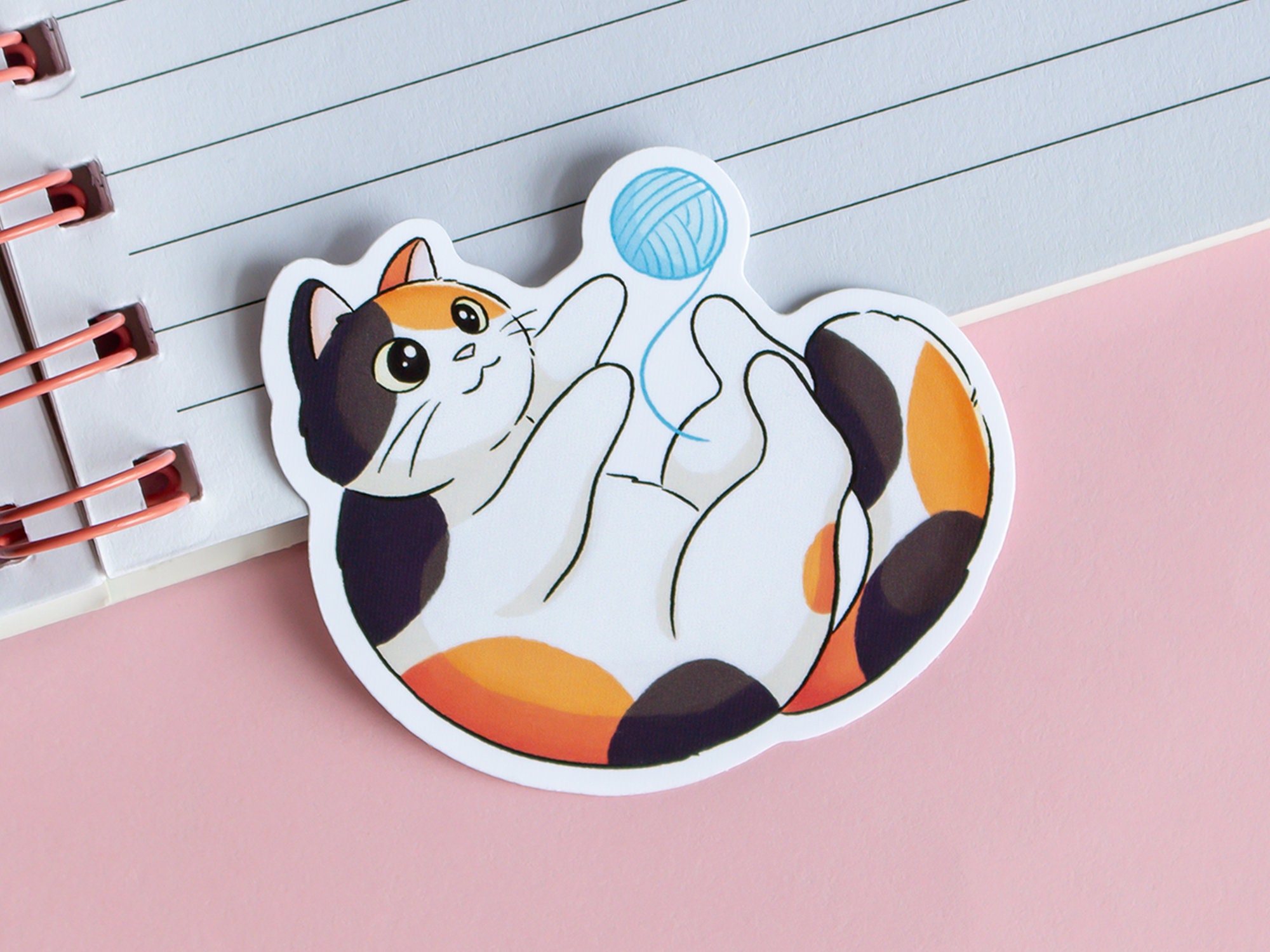 Calico Cat Sticker Cute Playing Cat Sticker Laptop - Etsy