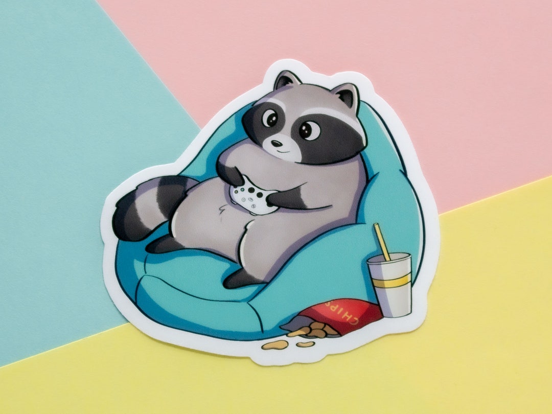 Gamer Racoon Sticker - Laptop Stickers - Planner Sticker - Gift for ...