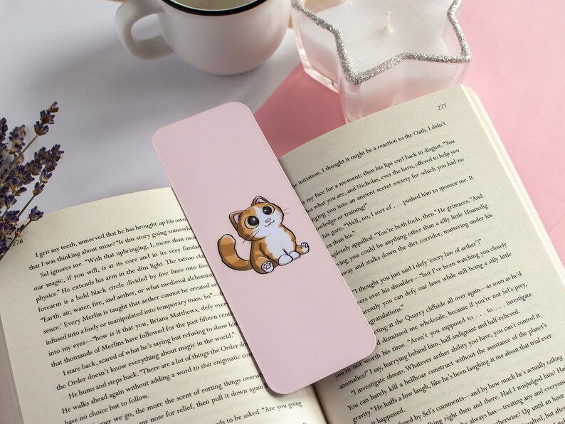 Cute Cat Bookmark - Cat Bookmark - Cute Stationery - Pink Bookmark ...