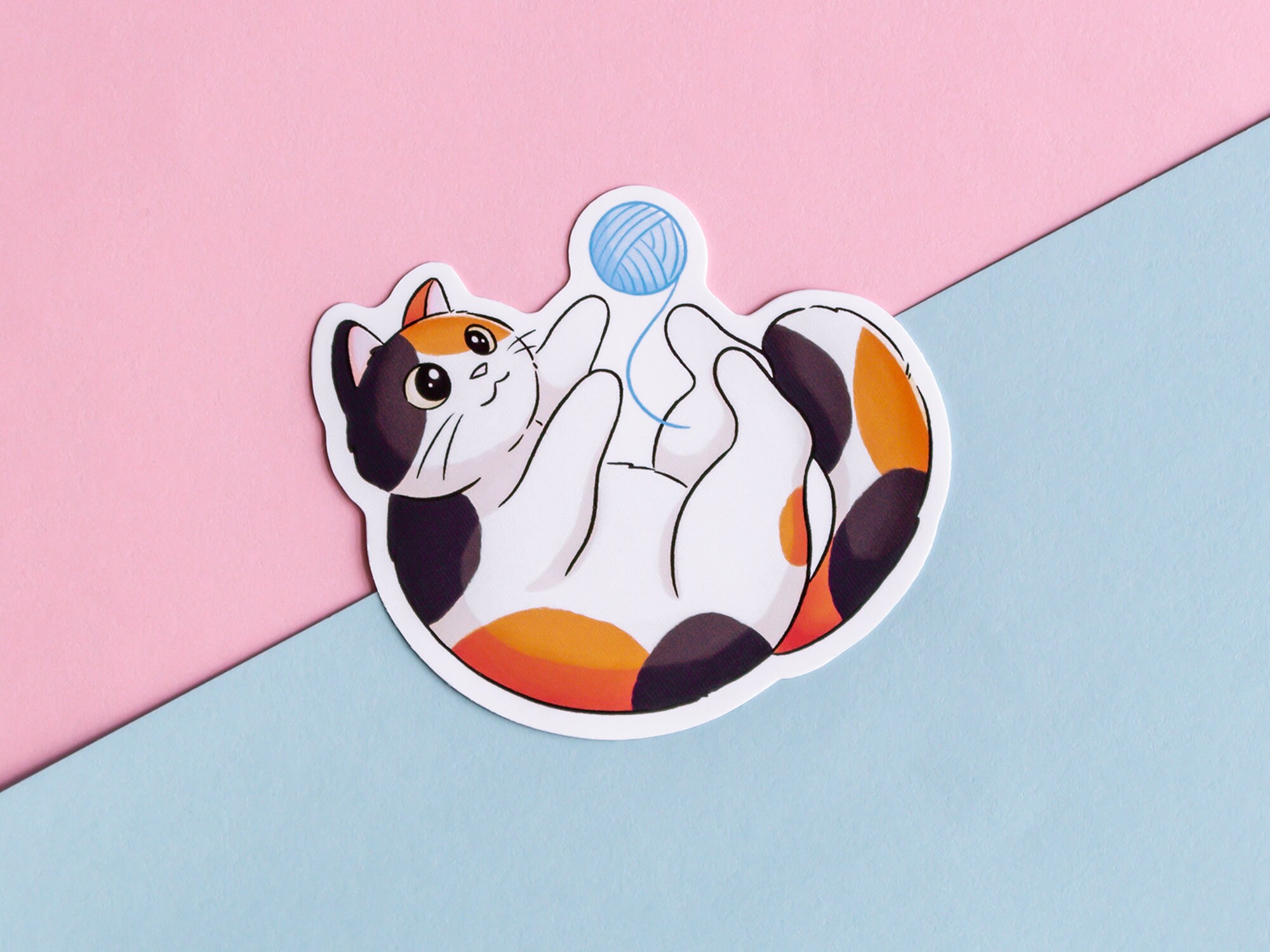 Calico Cat Sticker Cute Playing Cat Sticker Laptop - Etsy